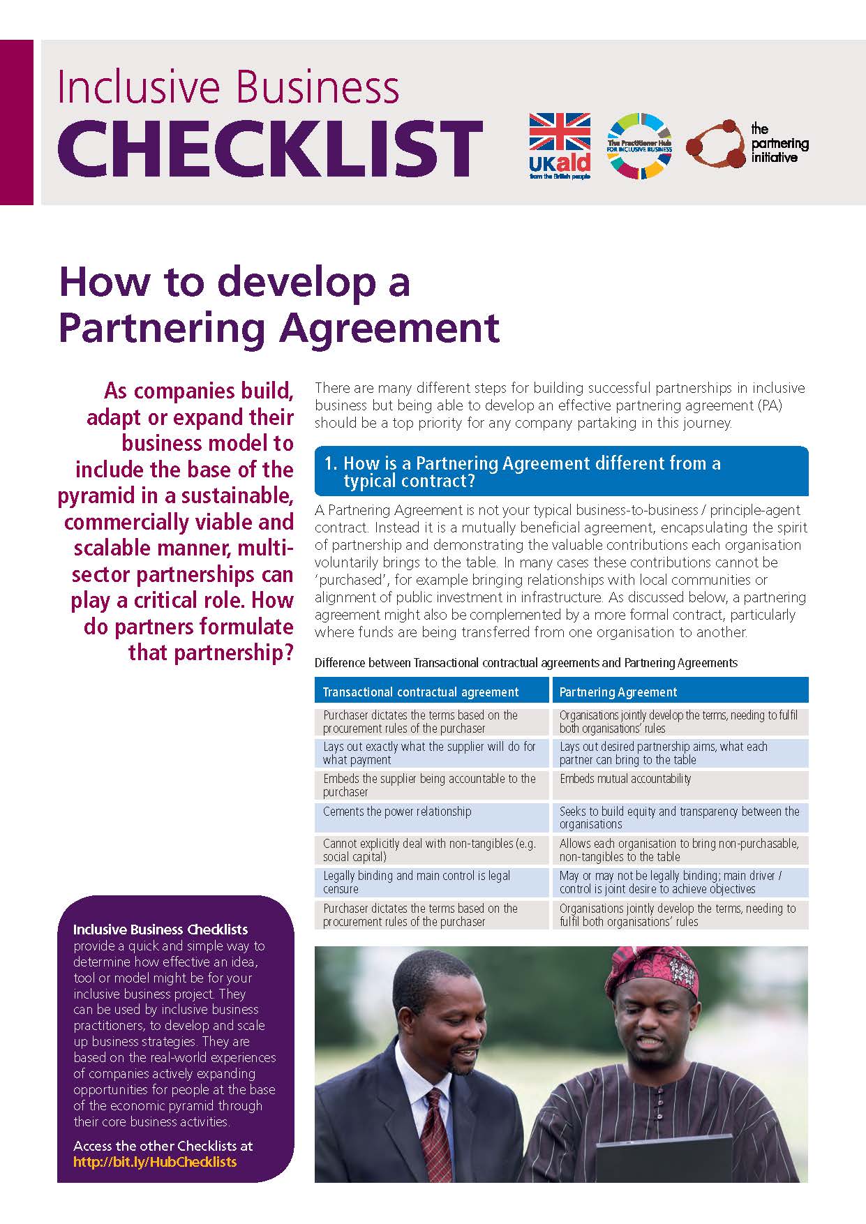The Partnering Agreement Checklist – The Partnering Initiative