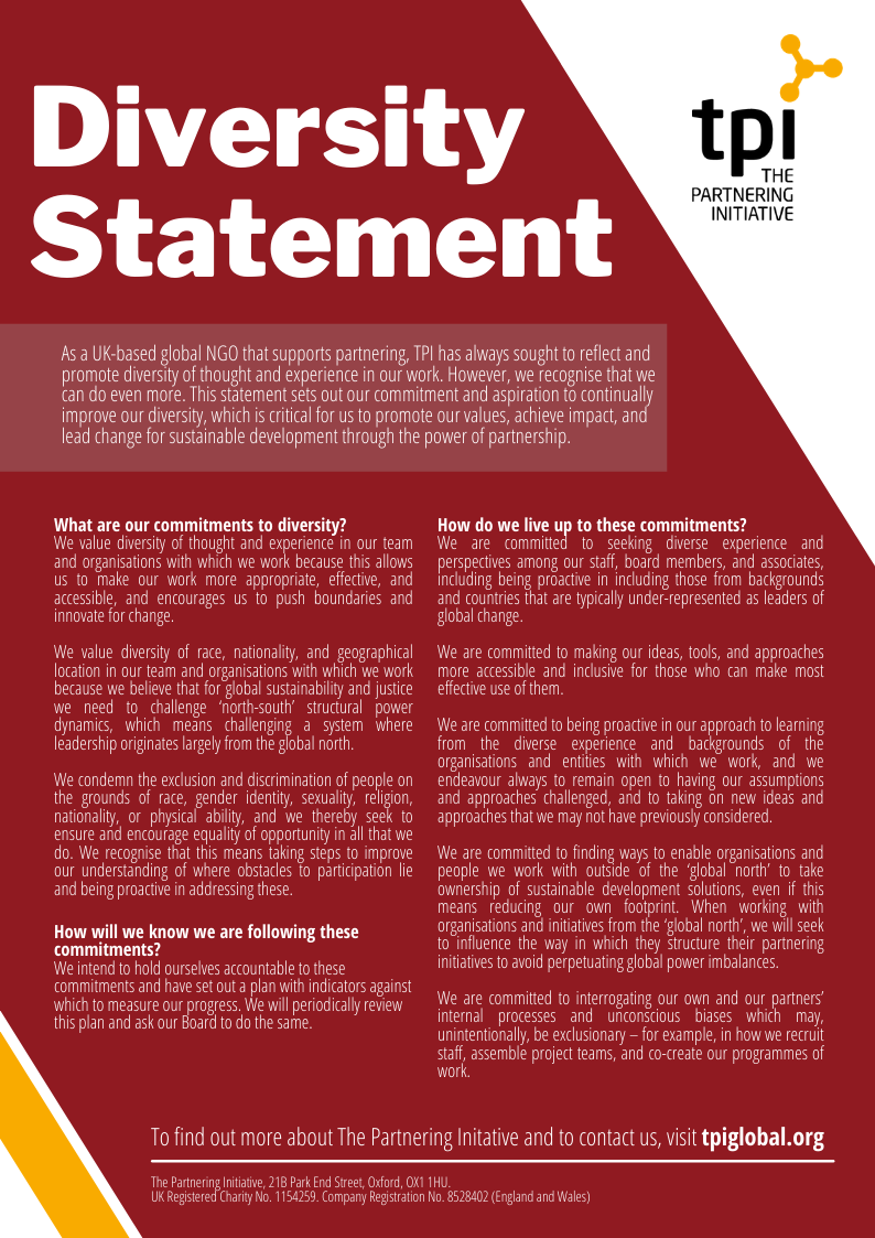 Diversity Statement – The Partnering Initiative